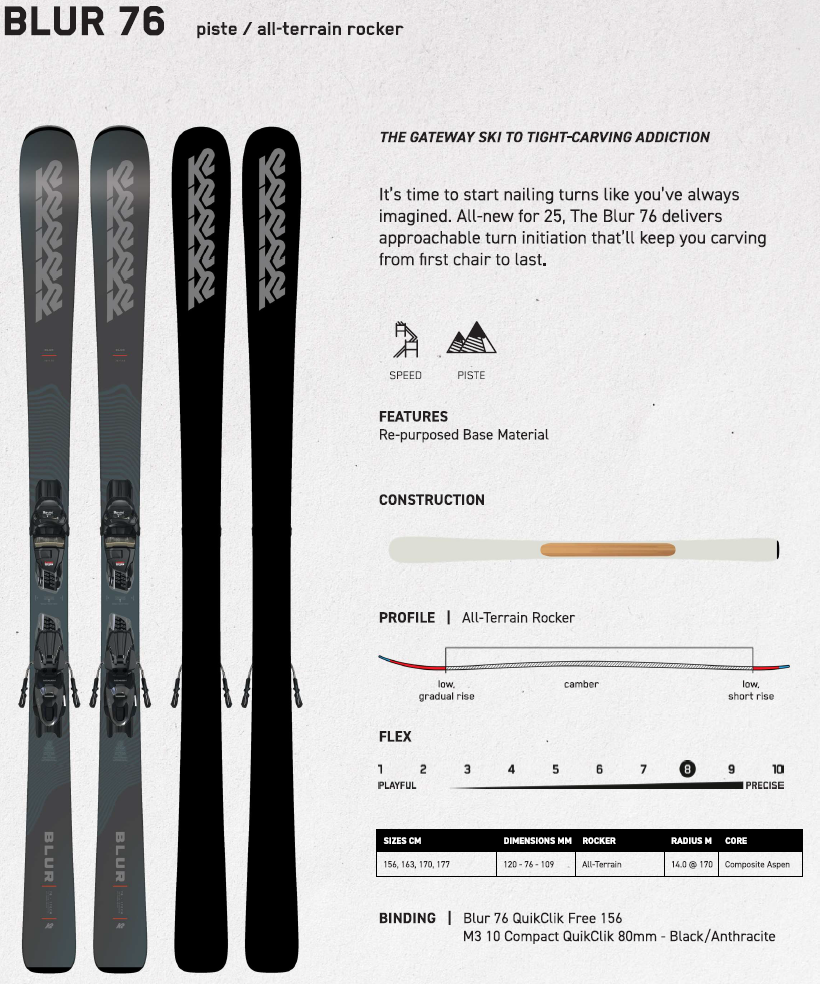 K2 Blur 76 2026 – Snow and Surf